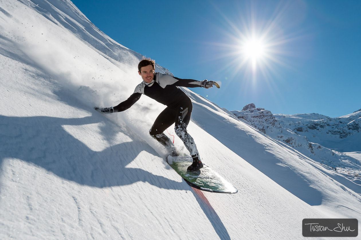 Riding A Surfboard On The Snow!
