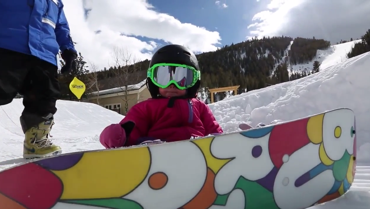 17 Month Old Baby Snowboarding!